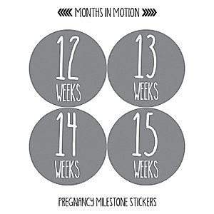 Months In Motion Weekly Pregnancy Growth Sticker | Week to Week Pregnant Expecting Photo Prop | Maternity Keepsake | Baby Bump | Weekly Stickers Photo (Set of 36 Stickers)