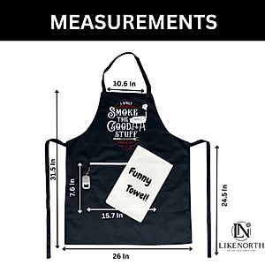 LIKENORTH funny aprons for men Hilarious mens apron for cooking kings chef apron for men,Perfect for bbq & grill shenanigans (I only smoke the good stuff)