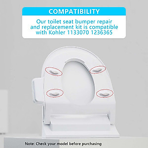 Toilet seat bumper for Kohler 1133070 1236365 Enhances seat Stability and Reduces Noise Replacement Parts 8-piece set