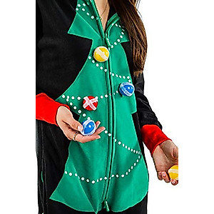 Tipsy Elves Men's Christmas Game Cozy Jumpsuit - Cozy Christmas Tree Onesie w/Velcro Balls : XL
