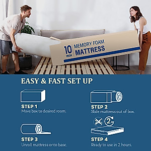 EGO White 8 Inch Short Queen Memory Foam RV Mattress, Cooling Gel Green Tea Mattress for RVs, Campers & Trailers, Bed in a Box, Made in USA, CertiPUR-US Certified, 60"×75", Medium Firm