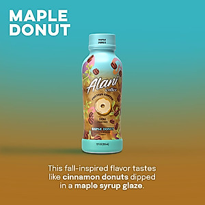 Alani Nu Protein Coffee MAPLE DONUT | Ready To Drink Cold Brew with 10g of Protein | 100mg Caffeine | 90 Calories, Naturally Flavored | 12 Fl Oz Bottles | 12 Pack