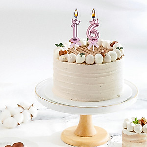 VSHILI 16th Birthday Candles, Rose Gold 16 Year Old Number Birthday Candles, Happy Birthday Party Cake Topper Decoration Gifts for Boys Girls