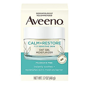 Aveeno Calm + Restore Triple Oat Hydrating Face Serum for Sensitive Skin, Gentle and Lightweight Facial Serum to Smooth and Fortify Skin, Hypoallergenic, Fragrance- and Paraben-Free, 1 fl. Oz