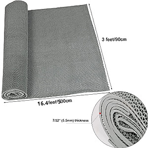 jxgzyy Commercial Drainage Mat PVC Non Slip Wet Area Commercial Floor Mat 3x16.4 Ft 0.22'' Thick Pool Drain Floor Mat Door Mat Roll for Restaurant Bars Bathroom Patio Outdoor Indoor Rug (Grey)