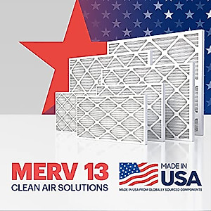 BNX 20x20x1 MERV 13 AC Furnace Air Filter 4 Pack - MADE IN USA - Electrostatic Pleated Air Conditioner HVAC AC Furnace Filters - Removes Pollen, Mold, Bacteria, Smoke