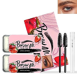 Brow Soap Eyebrow Soap for Eyebrow-2PCS Brow Styling Soap Kit 4D Brow Freeze, Long Lasting Waterproof No Flaking Clear Brow Gel, Eyebrow Wax with Brow Brushes & Spray Bottle for Natural Eyebrows-02#
