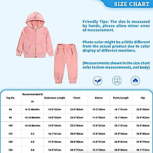 iiniim Toddler Baby Girls Velour Sweatsuits 2 Piece Tracksuits Outfits Zip Up Hoodie & Sweatpant Velvet Jogging Suit Pink 4-5 Years