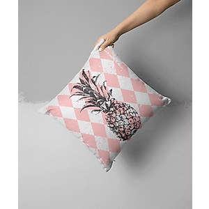 iiRov Summer Design Ink-Fuzed Decorative Throw Pillow - Tropical Summer Pink Pineapple v1