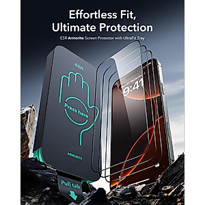 ESR 3 Pack 9H+ Glass for iPhone 16 Pro Max Screen Protector, [Military Grade Shatterproof & Longest Durable] Armorite Ultra-tough Tempered Glass with UltraFit Tray