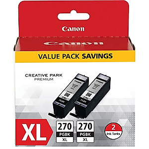 Canon PGI-270XL Black Twin Value Pack Compatible to MG6820, MG6821, MG6822, MG5720, MG5721, MG5722, MG7720, TS5020, TS6020, TS8020, TS9020