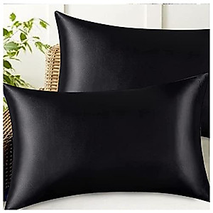 HOMIDATE Set of 2 Queen Pillowcase in Polyester – 20" x 30" in Black with Satin Feel - Luxury Soft and Breathable – Ideal for Bedding and Room Décor