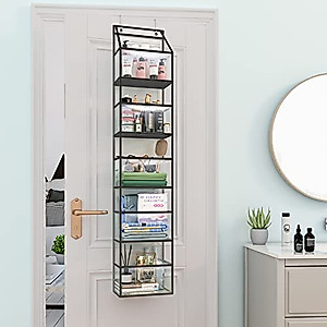 Fixwal Over The Door Hanging Pantry Organizer 5-Shelf Room Organizer with Clear Plastic Pockets Behind The Door Storage Organizer Large Capacity Organizer for Closet Bedroom Bathroom (Grey)
