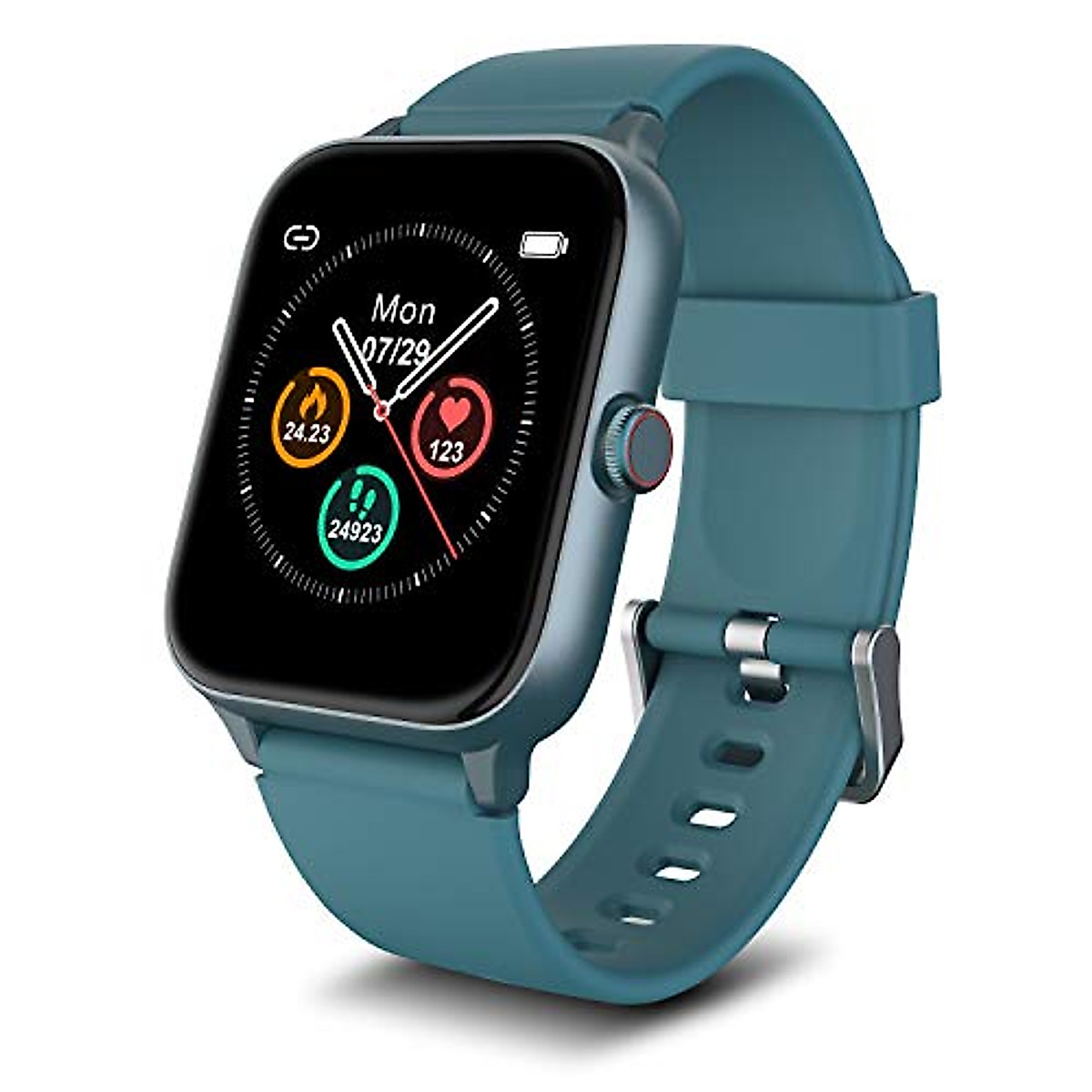 IOWODO Smart Watch, Fitness Tracker 1.55'' HD Touch Screen with Heart Rate Monitor & Sleep Tracking, 5ATM Waterproof Pedometer Smartwatch for Men Women Compatible with iPhone Android Phones