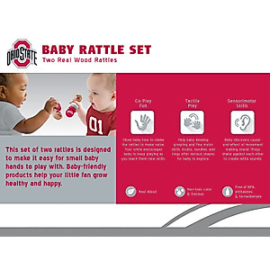 BabyFanatic Wood Rattle 2 Pack - NCAA Ohio State Buckeyes - Officially Licensed Baby Toy Set