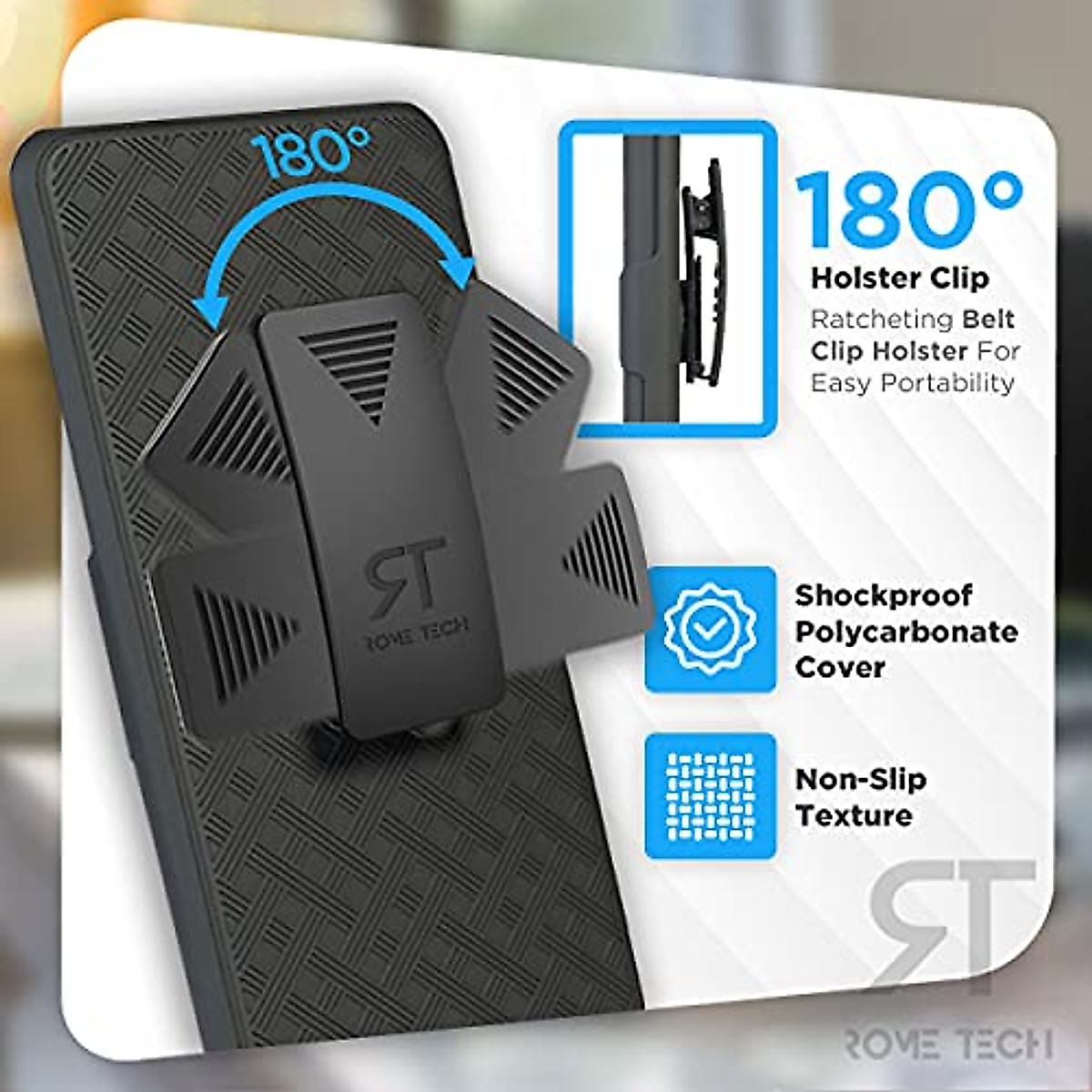 Rome Tech Holster Case with Belt Clip for Google Pixel 6 - Slim Heavy Duty Shell Holster Combo - Rugged Phone Cover with Kickstand Compatible with Google Pixel 6 - Black
