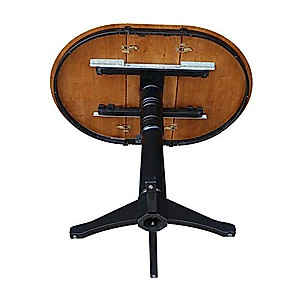 International Concepts 36" Round Top Pedestal Table with 12" Leaf-40.9" H-Dining, Counter, or Bar Height, Black/Cherry