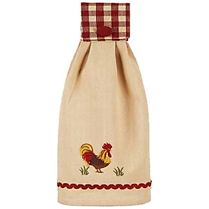 Home Collection by Raghu Rooster Barn and Nutmeg Towel, 16.5 x 18.5", Red Set of 2,TTRE0023