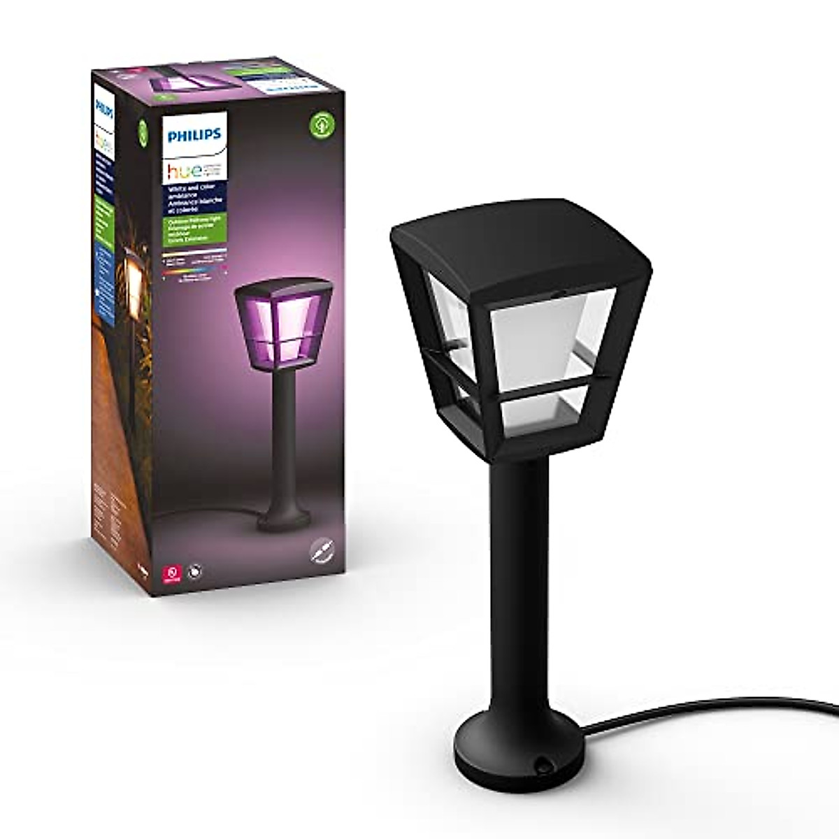 Philips Hue Econic White & Color Ambiance Outdoor Smart Pathway Light Base Kit + Light Extension + Smart Hub