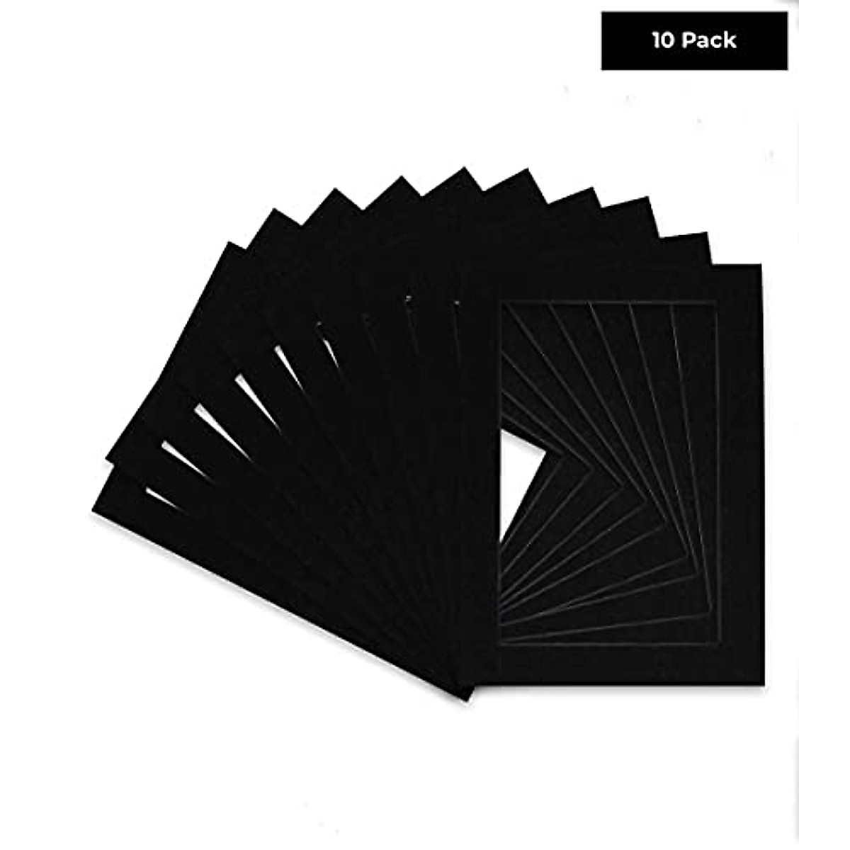 Pack of Ten Acid Free 28x34 Mats Bevel Cut for 26x32 Photos - Black with Black Core Precut Matboards With Backing Boards and Self Seal Photo Mat Bags For Pictures, Photos, Framing - 4-ply Thickness