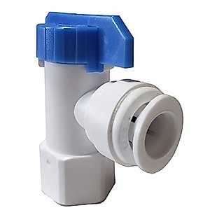 Metpure Quick Connect Tank Ball Valve with Gasket For Water Purification Systems And Reverse Osmosis System Pressurized Water Storage Tank (1/4" Female NPT x 3/8" OD Quick Connect)