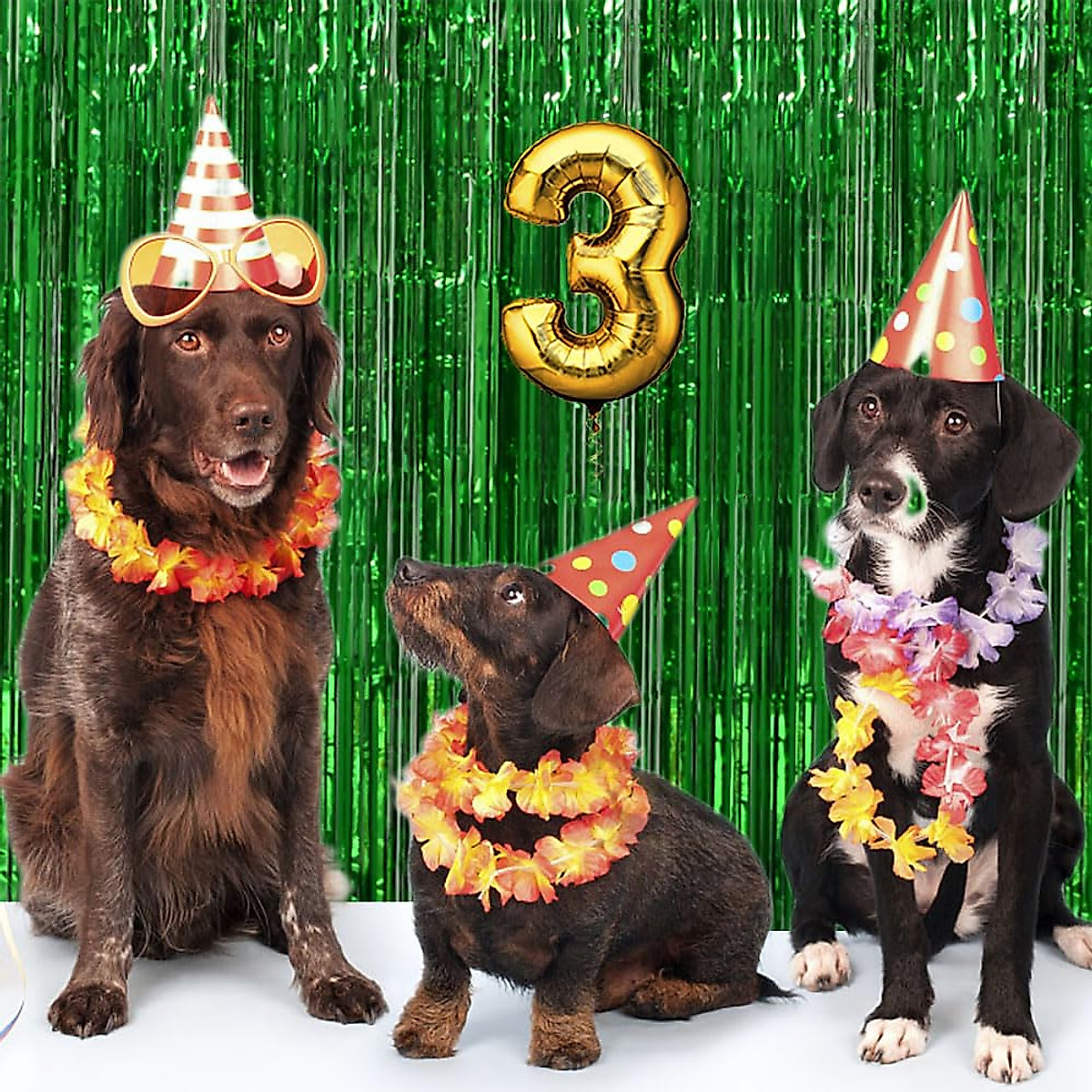 2 Pack 3.3x8.2 ft Green Foil Fringe Curtains Backdrop, Tinsel Curtain Backdrop, Streamer Backdrop for Birthday Party, Graduation and Most Common Holiday Party Decorations. by TOPPOT