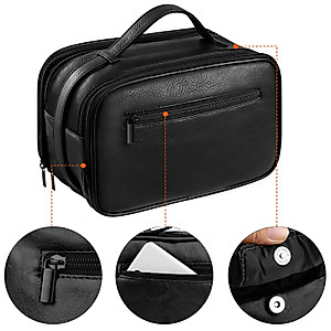 GANIBAGS Toiletry Bag for Men, Travel Organizer Leather Dopp Kit Water-resistant Shaving Bag for Toiletries Accessories… (Black)