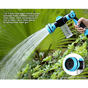 ESOW Garden Hose Nozzle, High Pressure Foam Sprayer Gun 8 Way Spray Pattern with 3.5oz/100cc Soap Dispenser Bottle, Snow Foam Gun for Car Wash, Watering Plants, Lawn, Patio, Showering Pet, Cleaning