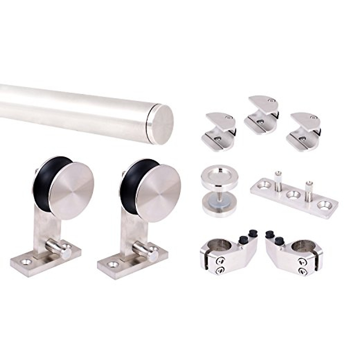 TMS 5FT European Modern Satin Stainless Steel Sliding Barn Wood Door Closet Hardware