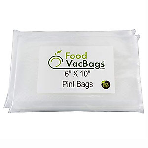 200 FoodVacBags 6-inch X 10-inch Pint Vacuum Sealer Bag Pouches, Food Storage Bags, Compatible with Foodsaver™
