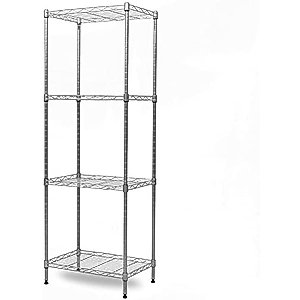 REGILLER 4-Tier Wire Shelving Unit Metal Storage Rack Adjustable Organizer Perfect for Pantry Laundry Bathroom Kitchen Closet Organization (Silver, 16.9L x 12W x 50H)