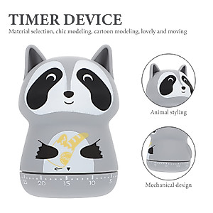 Raccoon Kitchen Timer Cooking Timepiece: Manual Mechanical Timer 60 Minutes Cute Cartoon Animal Shape Countdown Clock Portable Alarm Clock Kitchen Cooking Tool