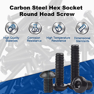 MroMax 20Pcs M6 x 35mm Button Head Socket Cap Bolts Screws, Alloy Steel 10.9 Grade, Allen Socket Drive, Black Oxide Finish, Fully Machine Thread