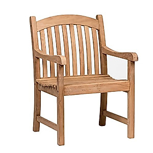 Amazonia SC SUMBAWAARM Newcastle Patio Armchair | Certified Teak | Ideal for Outdoors, 23Lx25Wx35H, Light Brown