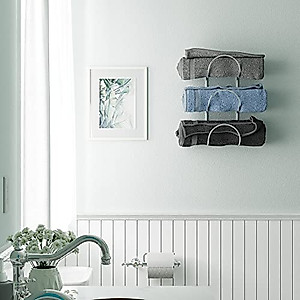 Wallniture Boto Bathroom Towel Rack Wall Mounted Bathroom Organizer, Bath Towel & Hand Towel Holder, 3 Sectional Bathroom Storage Rack Chrome Round Shape