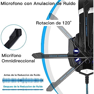 Kotion Each G9000 Over Ear Gaming Headphones with Mic and LED (Black/Blue) Compatible with PC, iPad, iPhone, Tablets, Mobile Phones