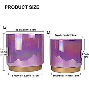 YQSLYSF Ceramic Planter for Plants with Drainage Hole, 6.0 inch+5.0 Inch Flower Pot, Rainbow Purple Glazed, Indoor-Outdoor Large Round Succulent Orchid Pots Set