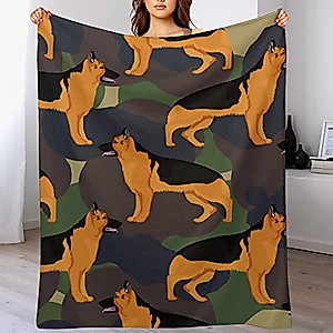 German Shepherd Throw Blanket for Couch Bed Flannel Lap Blanket Lightweight Cozy Plush Blanket for All Seasons 50"x70"