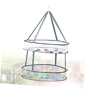 Alipis Double-Layer Laundry Hanging Net Mesh Basket Dryer Foldable Hanging Net Grey Double Layer Drying Rack Clothes Dryer Net Laundry Hanger Net