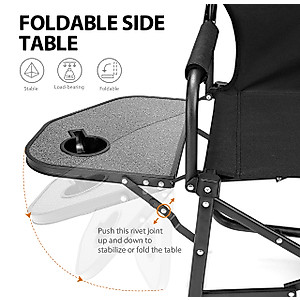 Ubon Steel Frame Portable Director's Chair Ultra Wide Lightweight Seat with Side Table & Pockets - Foldable Equipment for Camping, Beach, Travel, Sports Games - 300lb Capacity