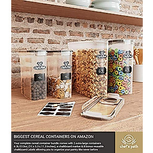 Extra Large Cereal Containers Storage (213oz) for Rice, Flour, Sugar, Cereal & Bulk Food Storage - Set of 2 BPA Free Tall Airtight Food Storage Containers for Kitchen & Pantry Organization