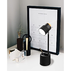 Flymuda LED Desk Lamp with Sunset Lamp, Pen Holder, Led Reading Lamp with 3 Color Modes, 360° Rotation, Battery Operated, Touch Control, Sunset Night Light & Desk Lamp 2 in 1 for Home Office - Black