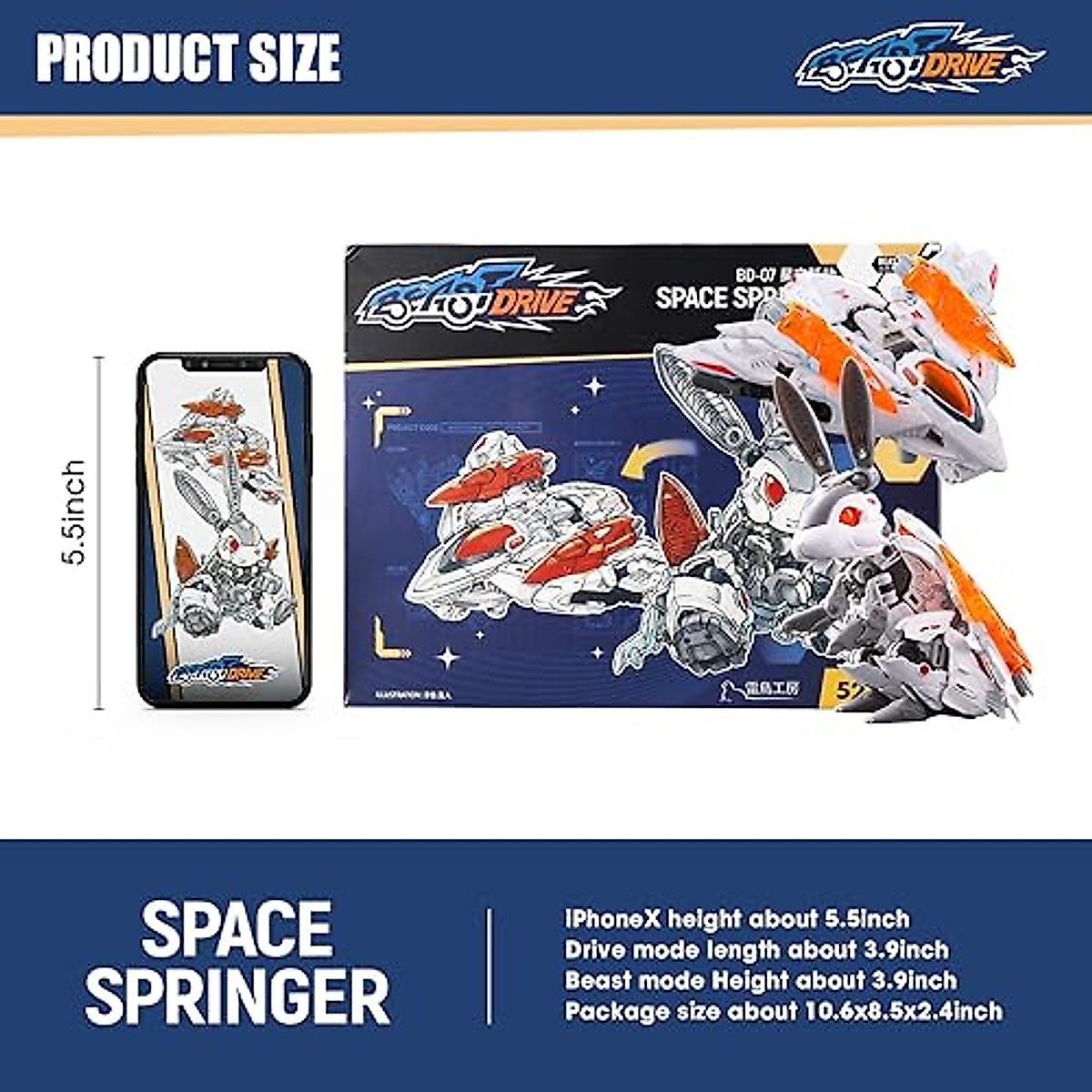 52TOYS BEASTDRIVE BD-07 Space Springer Deformation Toys Action Figure, Converting Toys in Vehicle and Beast, Perfect Birthday Party Gift for Teens and Adults
