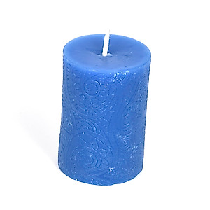 BeeTheLight Beeswax Pillar Candle - 100% Pure Bees Wax - Choose Your Size and Color - 24 Hour Burn Time - 2x3 - Unscented - Natural Light Honey Scent (Rustic Blue, Small)