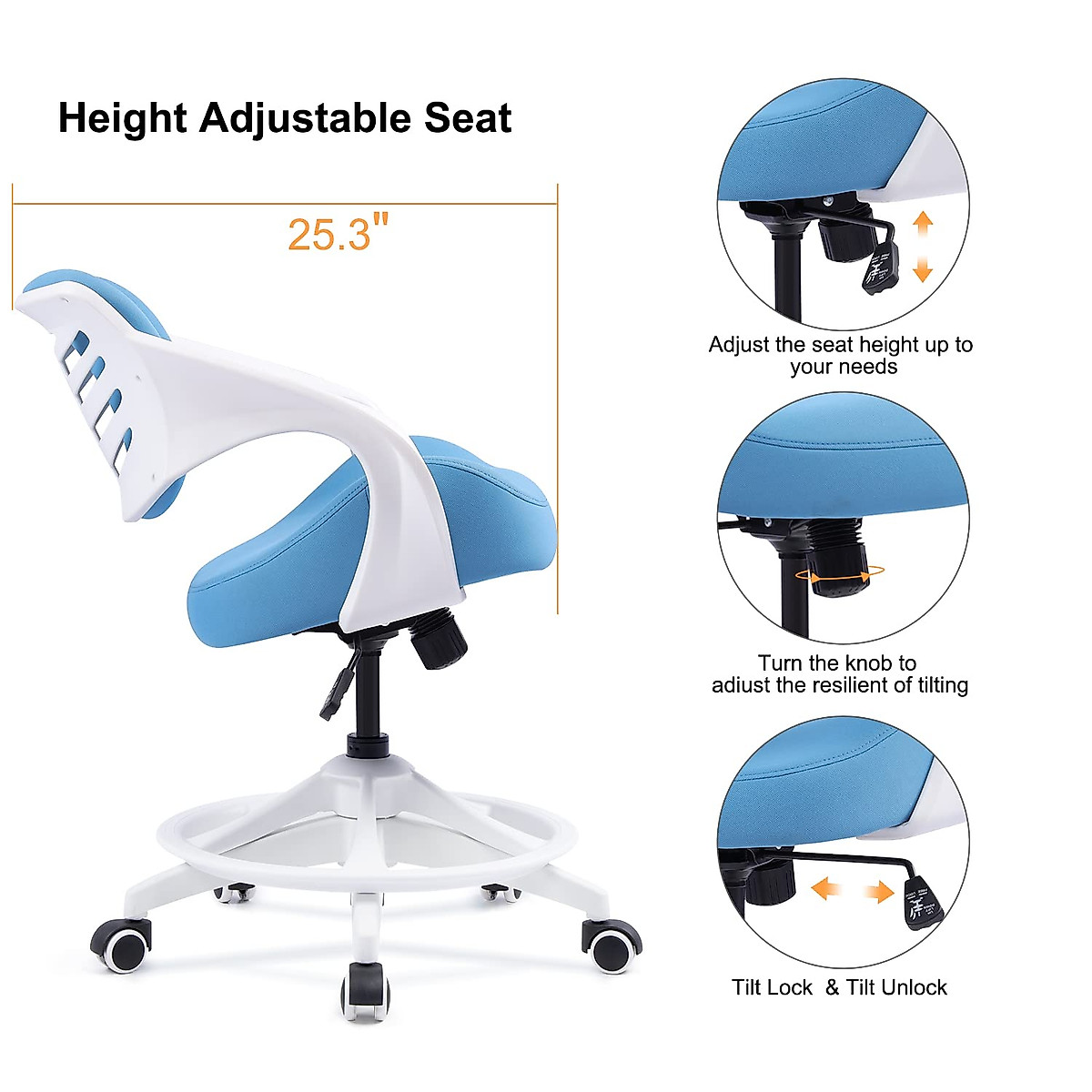 BOJUZIJA Ergonomic Office Computer Desk Kid Study Chair Waist Support Function Swivel 360° for Home&Office -Pink