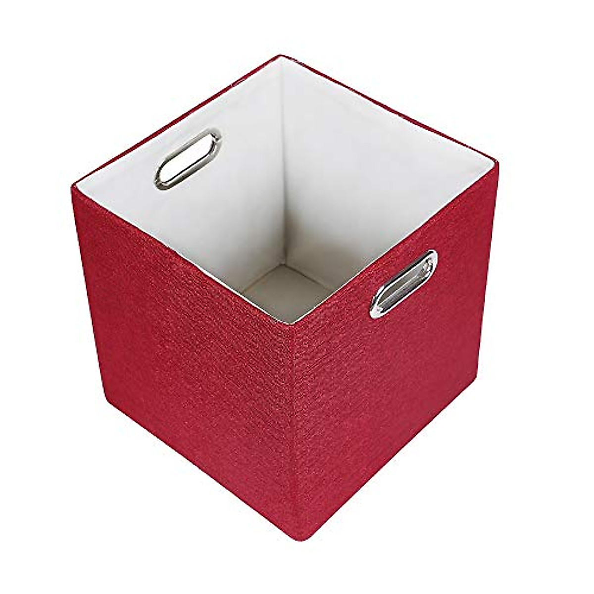 Oprass Storage Bin11X11 Folding Baskets Hard Shelf Organizer Bins (11×11×11, Red)