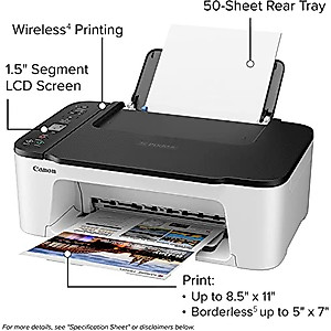 Canon PIXMA TS Series Wireless All-in-One Color Inkjet Printer, Black - Print, Scan, Copy for Home Office - 1.5 Segment LCD Display, 4800 x 1200 dpi, USB and WiFi Connection - BROAG Printer_Cable