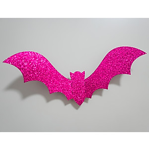 36 PCS Glittery Pink and Black 3D Bat Wall Stickers for Halloween Home Decoration
