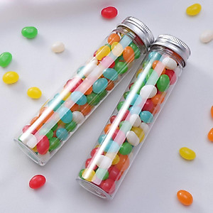 UKCOCO 12 PCS Flat-Bottomed Plastic Clear Test Tubes with Screw Caps Candy Cosmetic Travel Lotion Containers 110ml