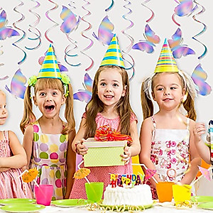 30 Pieces Iridescent Hanging Swirl Decorations Laser Butterfly Hanging Swirl Sparkly Transparent Plastic Streamers Ceiling Decorations Birthday Butterfly Themed Fairy Party Butterfly Decorations